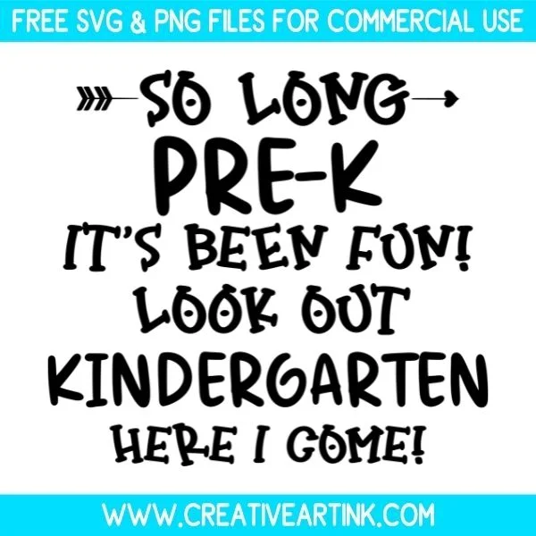So Long Kindergarten SVG – Free SVG Files | Creativeartink.com