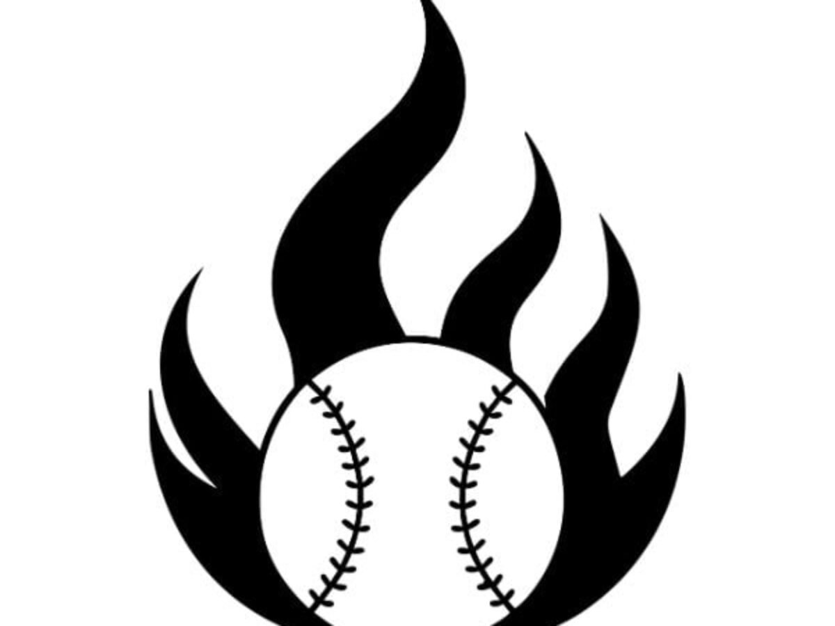 Baseball With Fire Helmet Svg