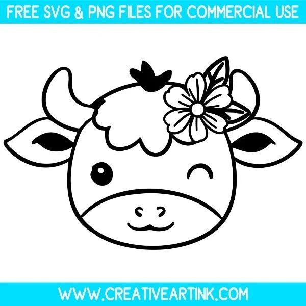 Cute Cow Face SVG – Free SVG Files | Creativeartink.com
