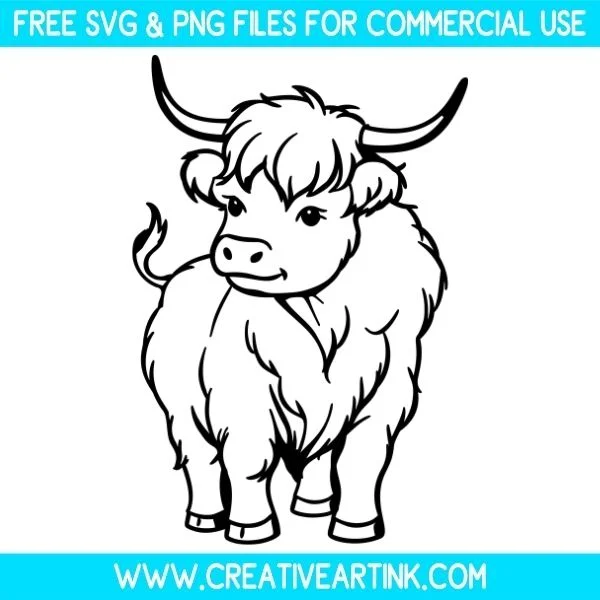 Highland Cow Outline SVG – Free SVG Files | Creativeartink.com